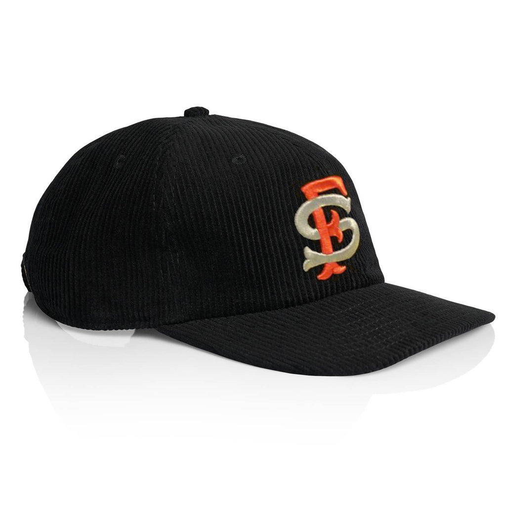 SF Logo Baseball Cap, Embroidered on Black Corduroy – Bliss Danville